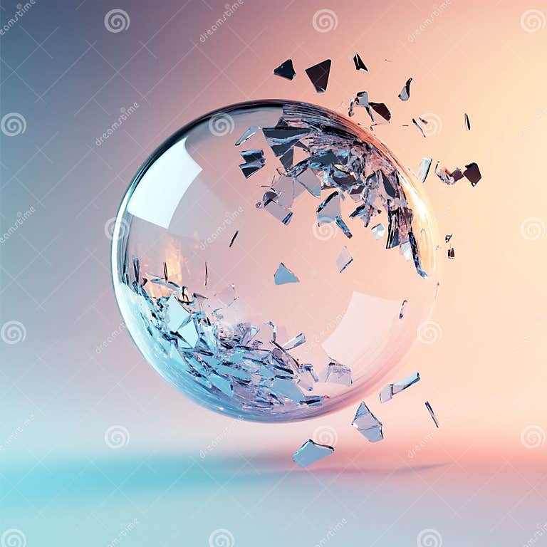 Glass Transparent Ball Breaking into Pieces Stock Illustration ...