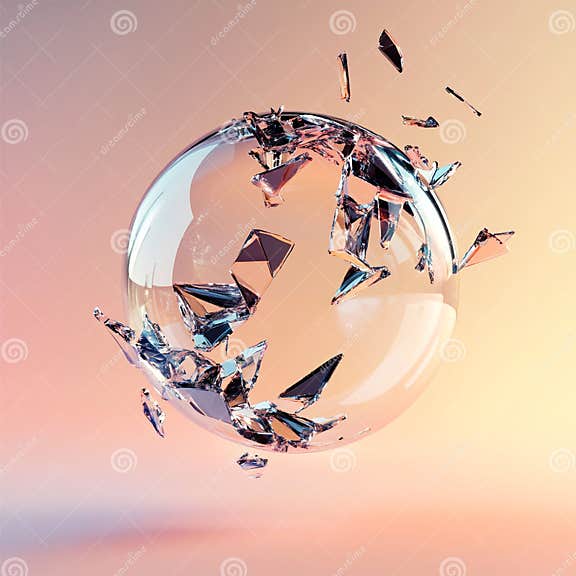Glass Transparent Ball Breaking into Pieces Stock Illustration ...
