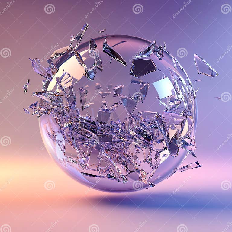 Glass Transparent Ball Breaking into Pieces Stock Illustration ...