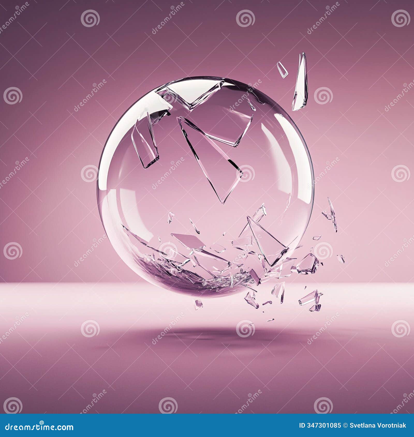 Glass Transparent Ball Breaking into Pieces Stock Illustration ...
