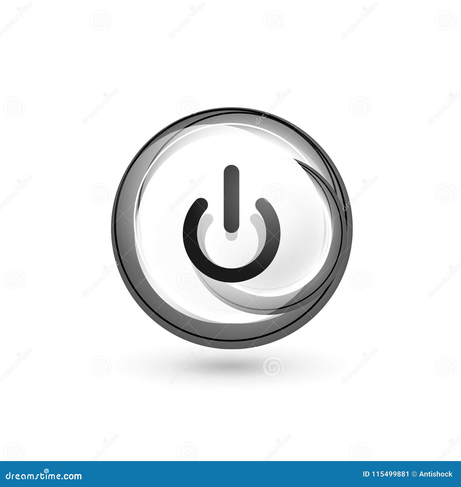 Glass Transparent Effect Power Start Button, on Off Icon, Vector UI or ...