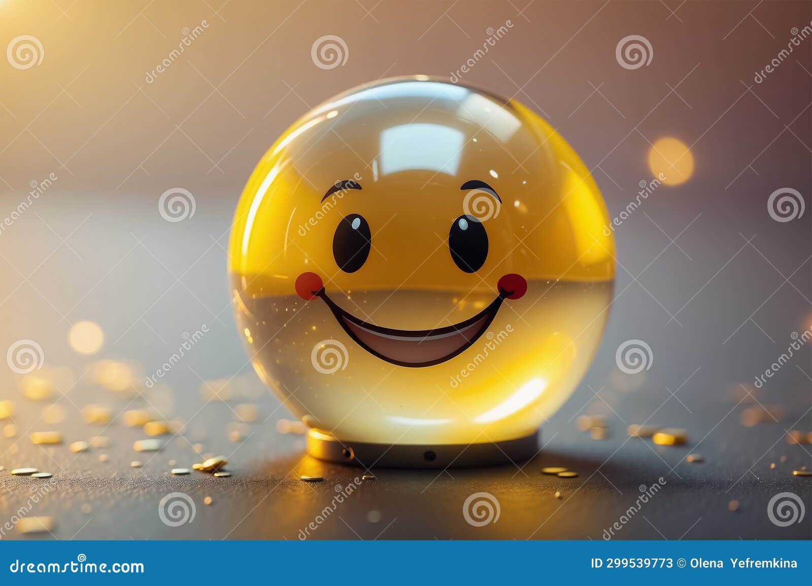 Glass Transparent Emoticon on Blurred Background. Stock Image - Image ...