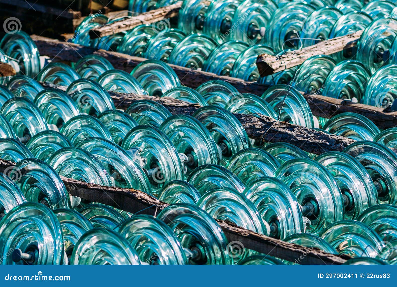 Glass Transparent High-voltage Insulator is in Storage. Industrial ...