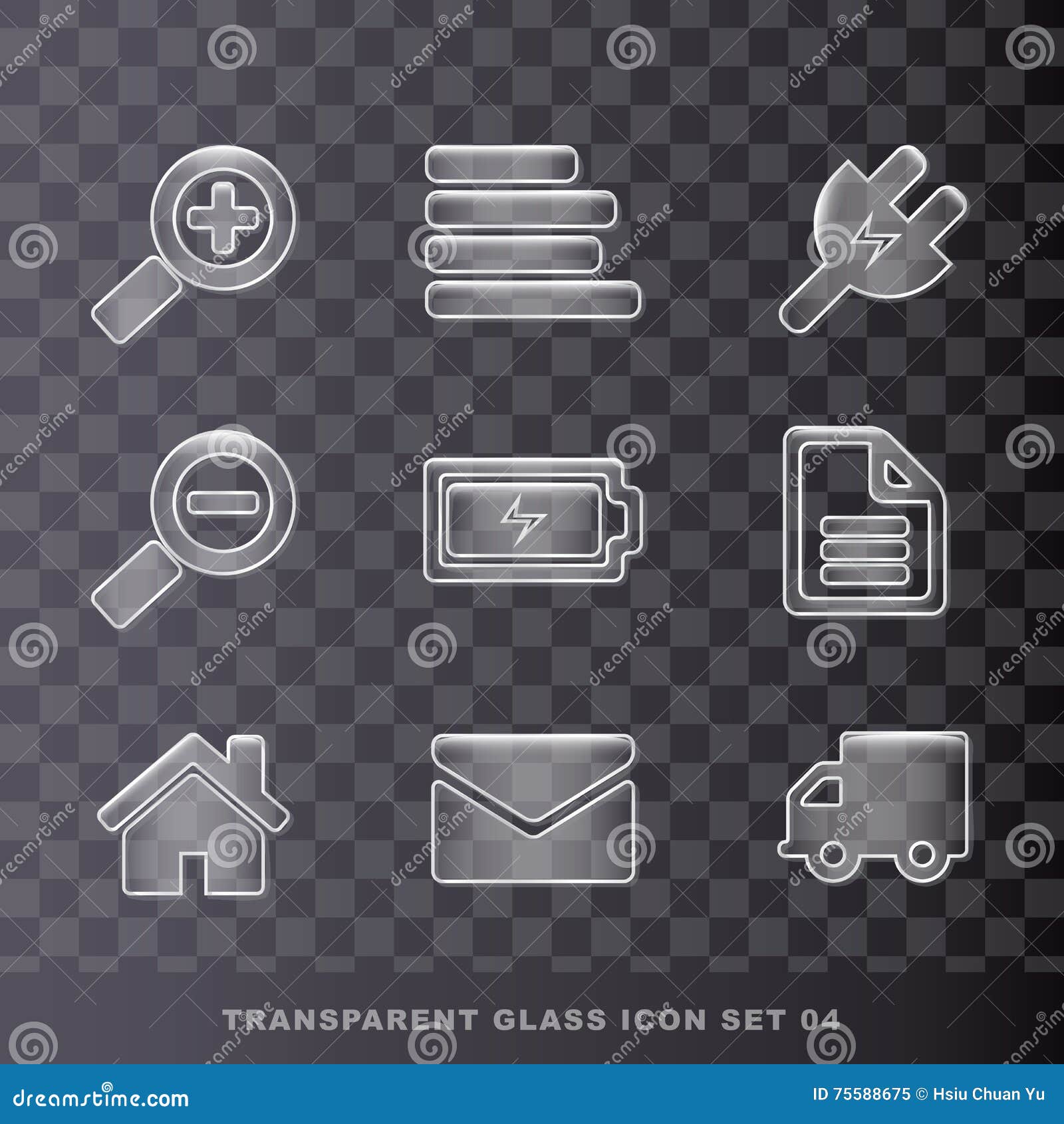 Glass Transparent Icon Set-04 Stock Vector - Illustration of label ...