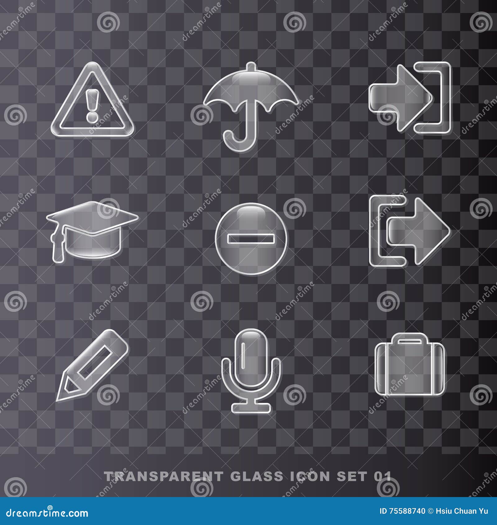 Glass Transparent Icon Set-01 Stock Vector - Illustration of graphics ...