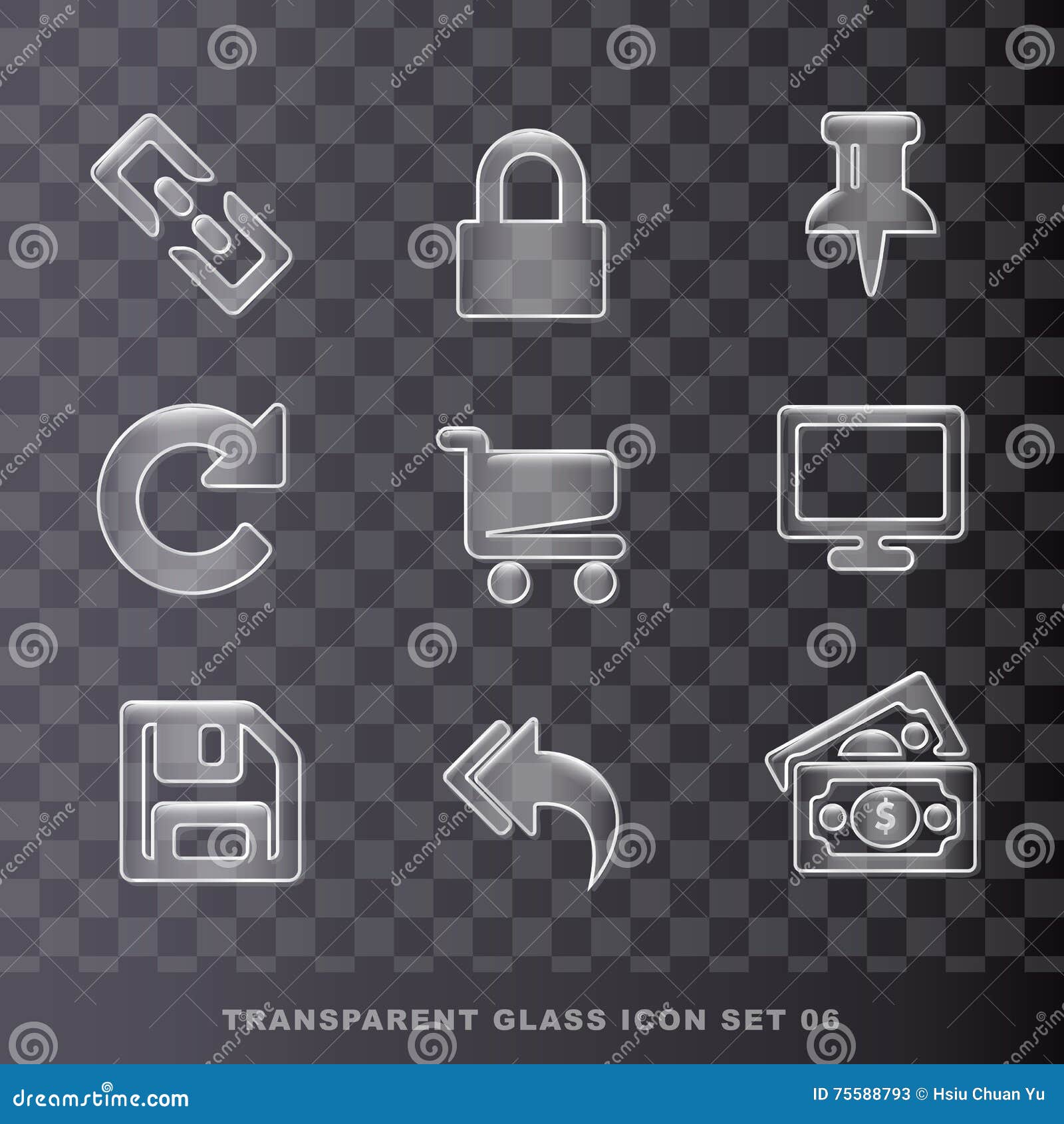 Glass Transparent Icon Set-06 Stock Vector - Illustration of label ...