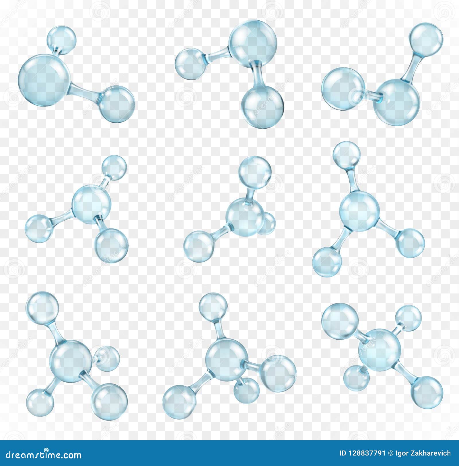 Glass Transparent Molecules Model. Reflective And Refractive Abstract ...