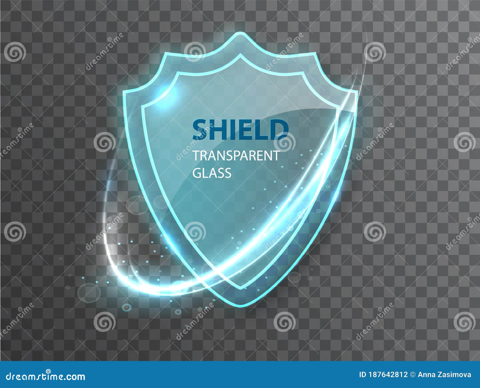 Glass Transparent Shield. Protective Glass Shield with Reflection and ...