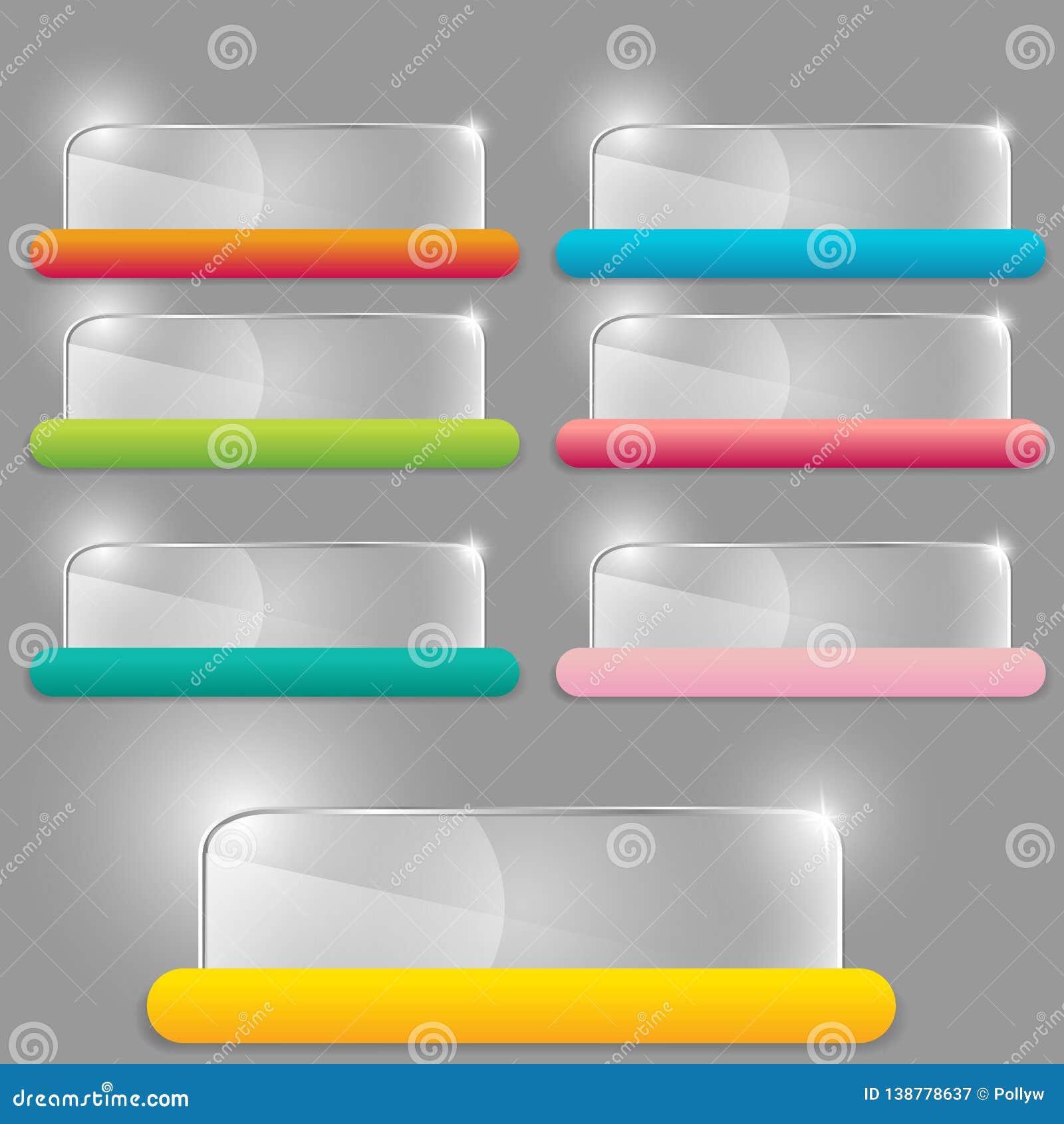 Glass Transparent Vector Rectangle Set with Colorful Label Stock Vector ...