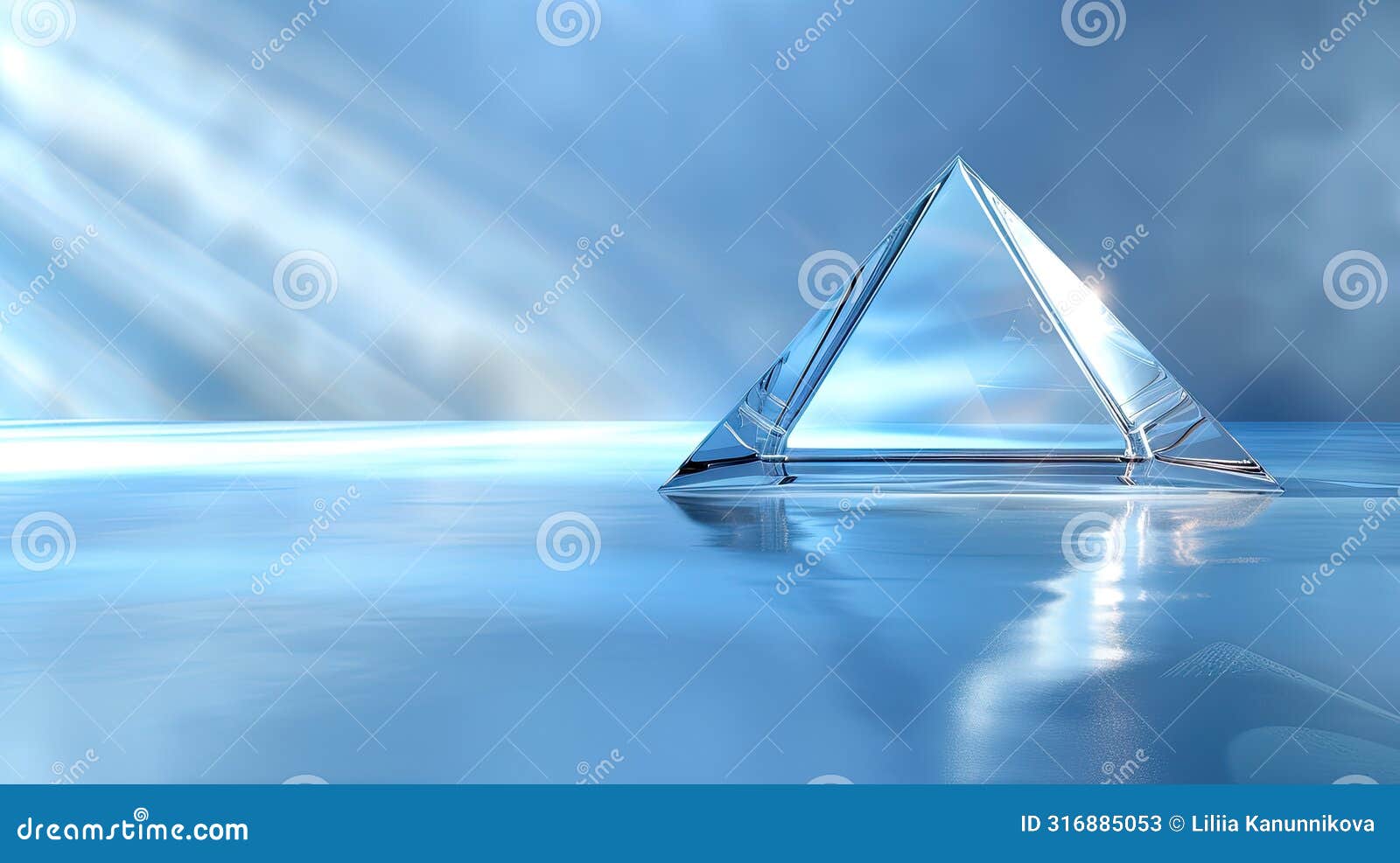 A Glass Triangle Trophy Against a Serene Light Blue Background ...