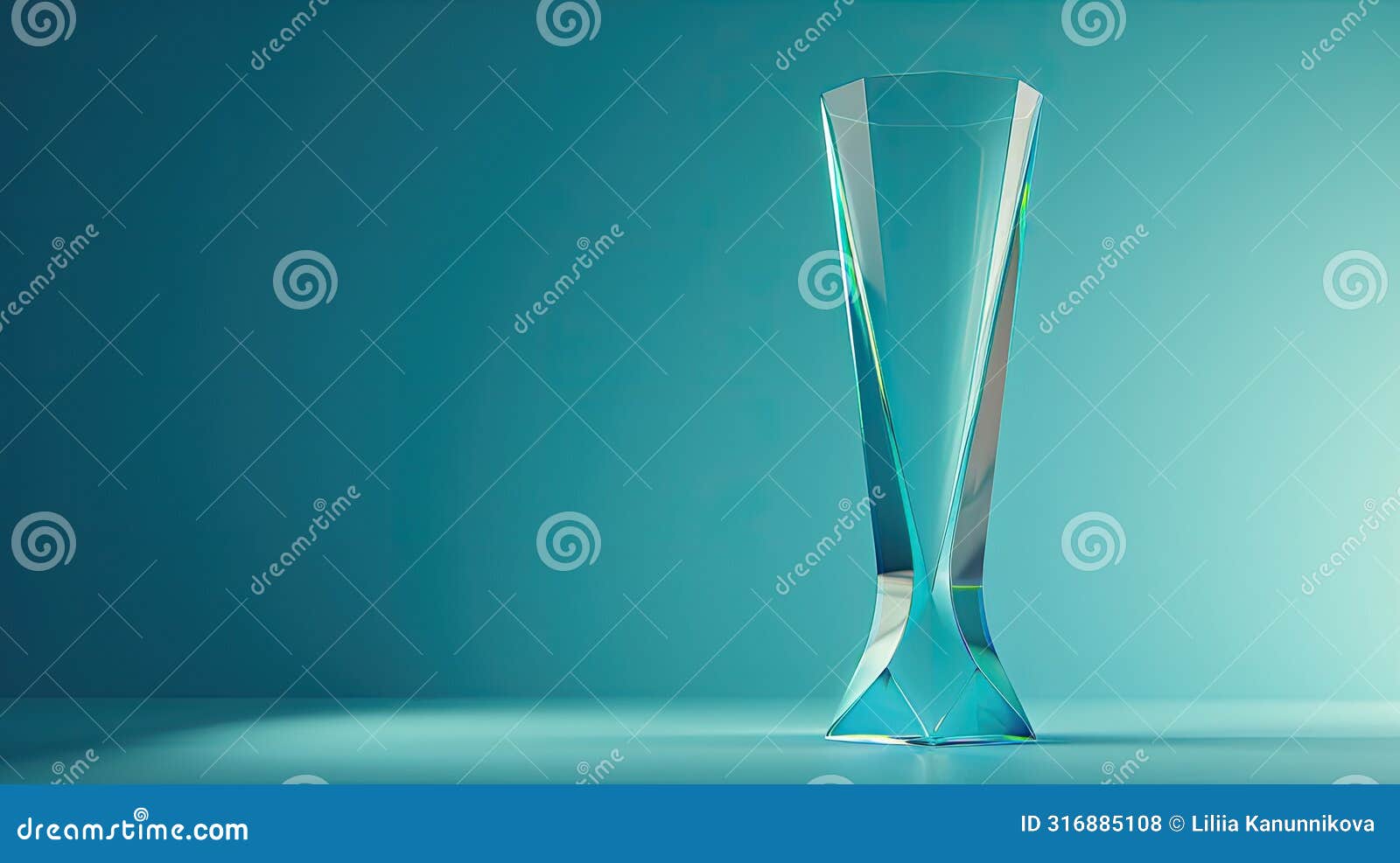 A Glass Triangle Trophy Against a Serene Light Blue Background ...