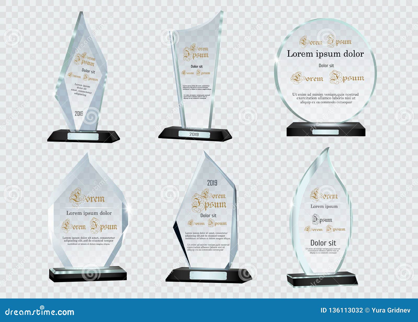 Glass Trophy Awards Template. Vector Prize Isolated on Transparent ...