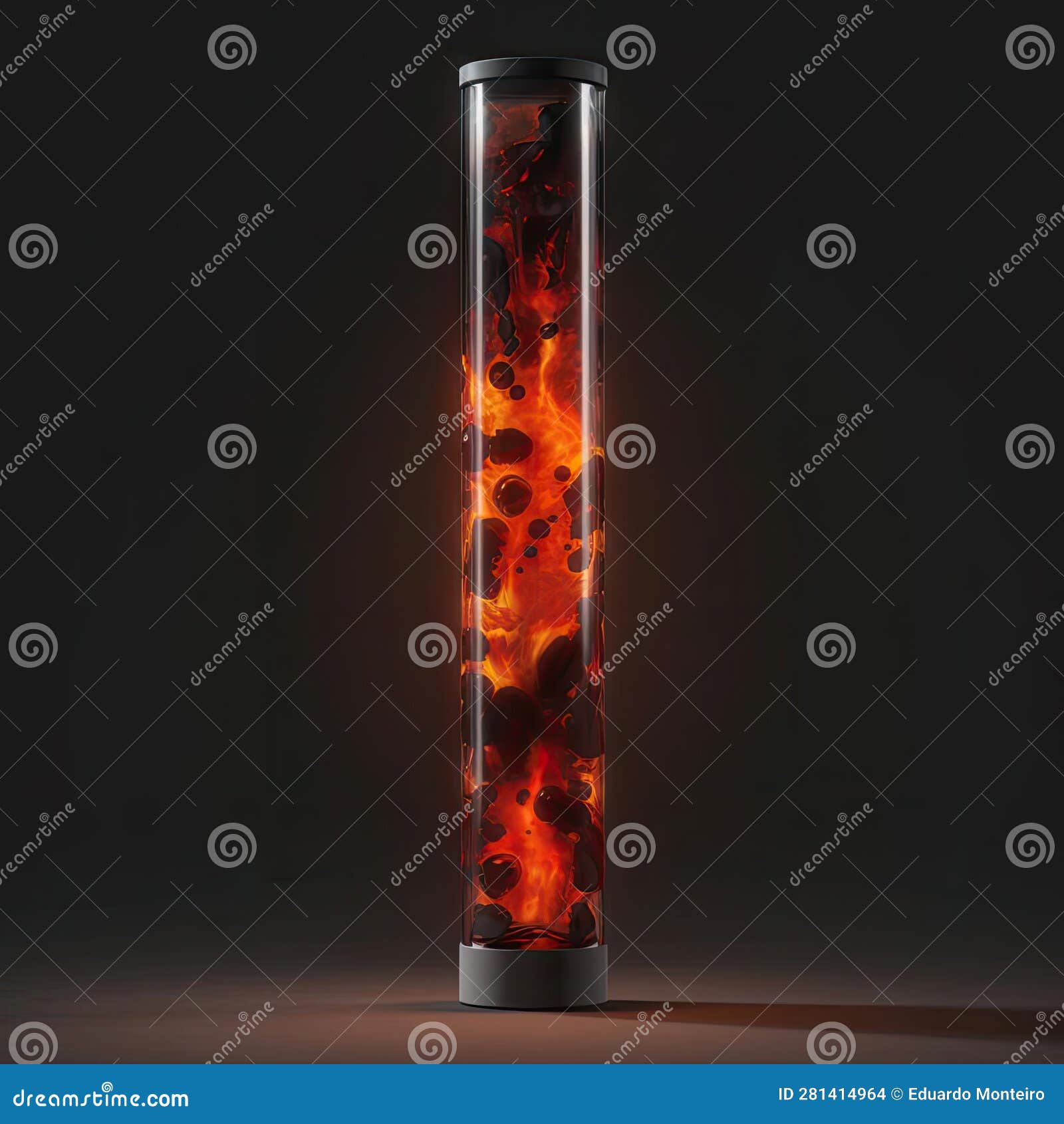 Glass Tube with Fire Inside on Dark Background - 3D Rendering Stock ...