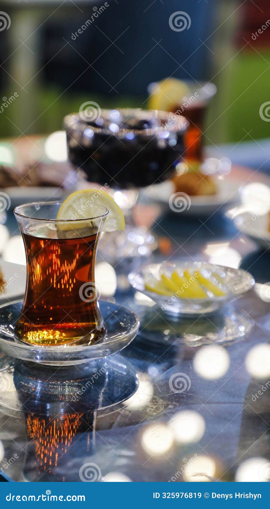 Glass of Turkish Tea with Lemon Slice Stock Image - Image of sugar ...