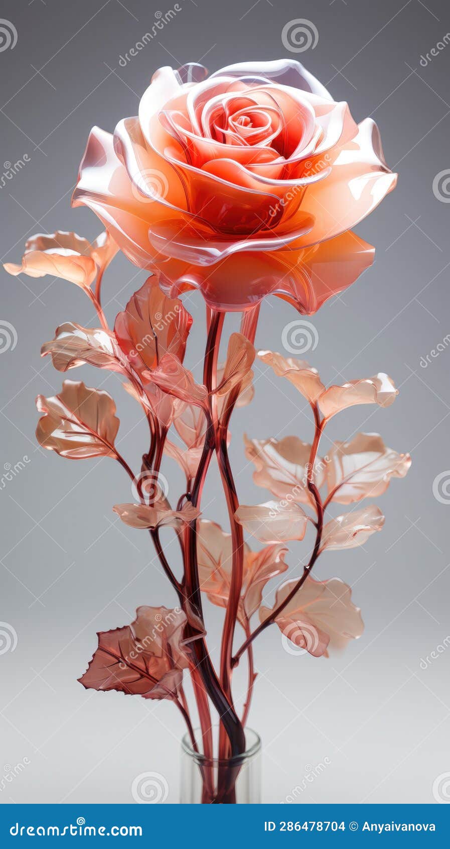 A Glass Vase with a Pink Rose in it Stock Illustration - Illustration ...