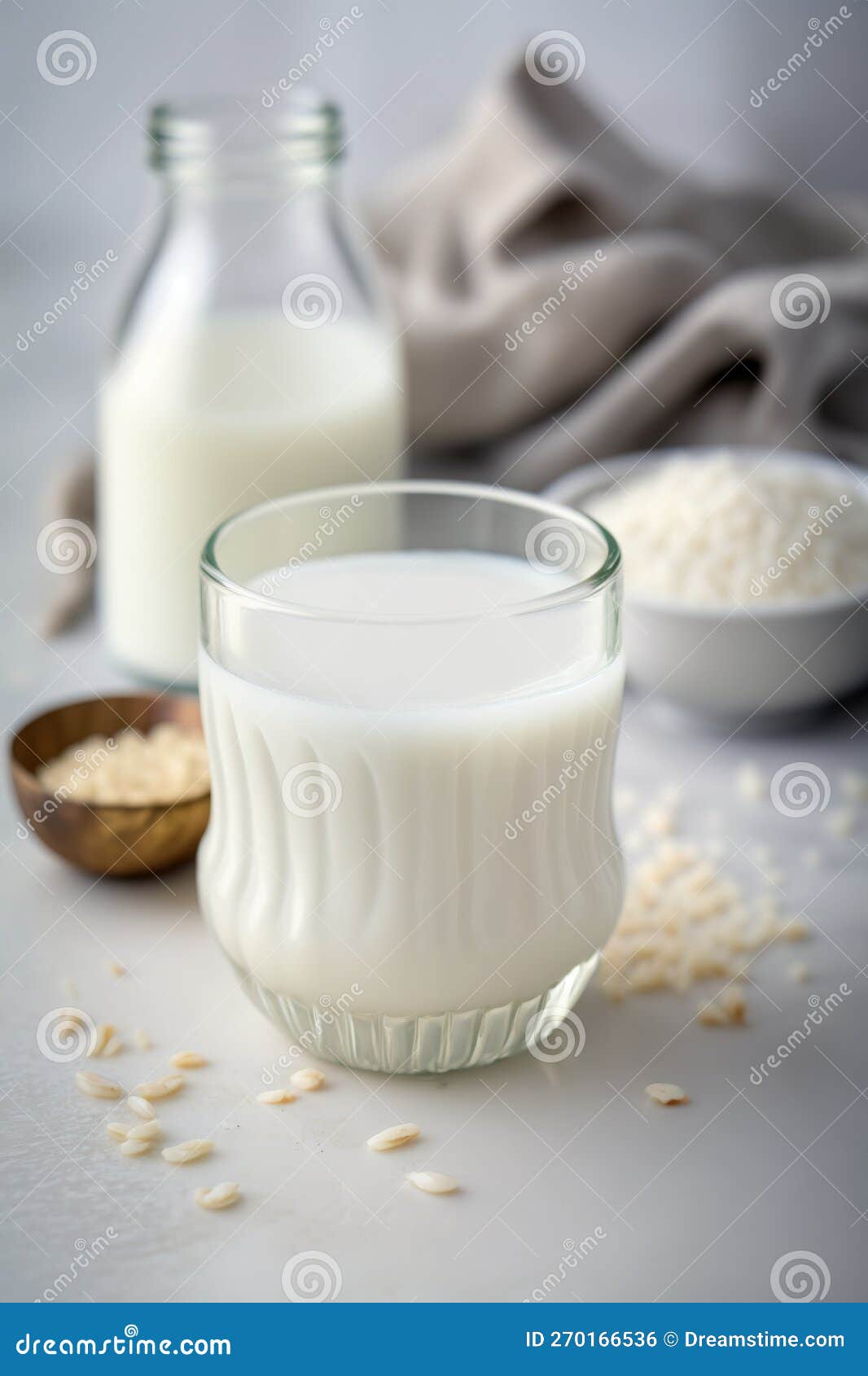 Glass with Vegan Rice Milk on a White Table. Generative AI Stock ...