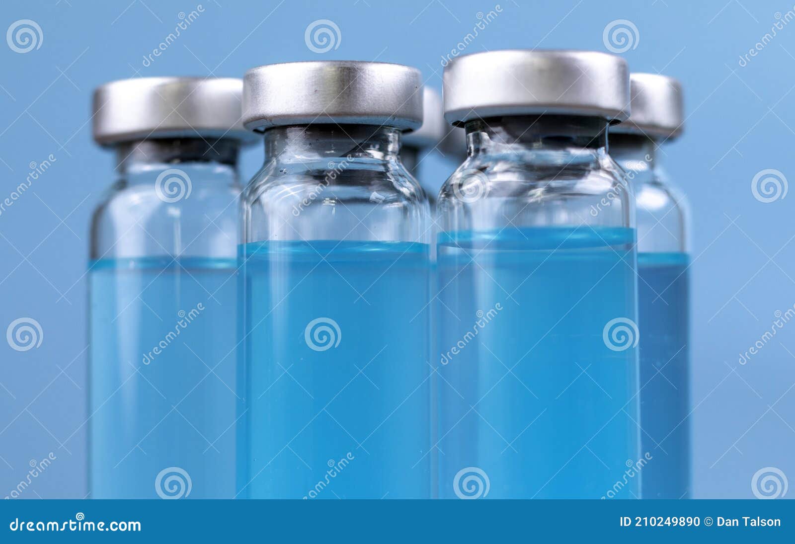 Glass Vials With Blue Caps Are In The Rack Of HPLC System With ...