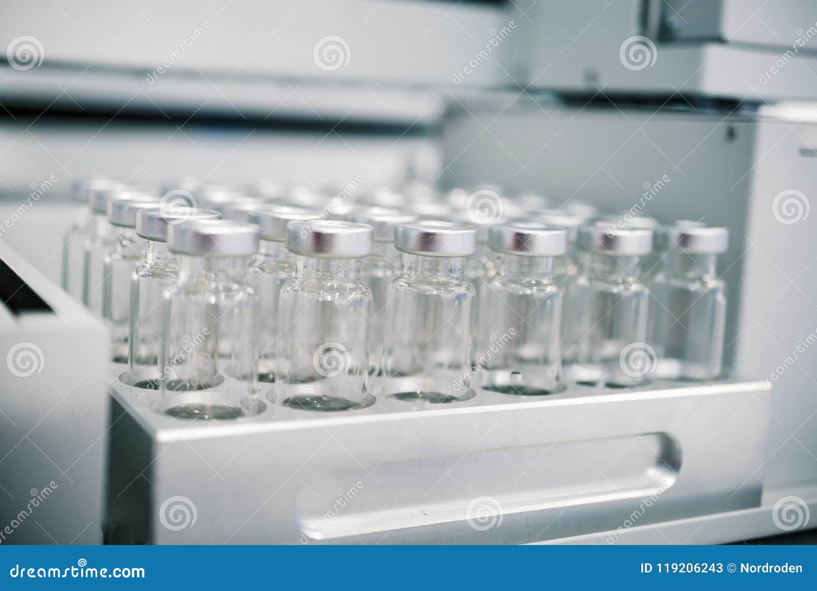 Glass Vials for Liquid Samples. Stock Image - Image of aluminum, group ...