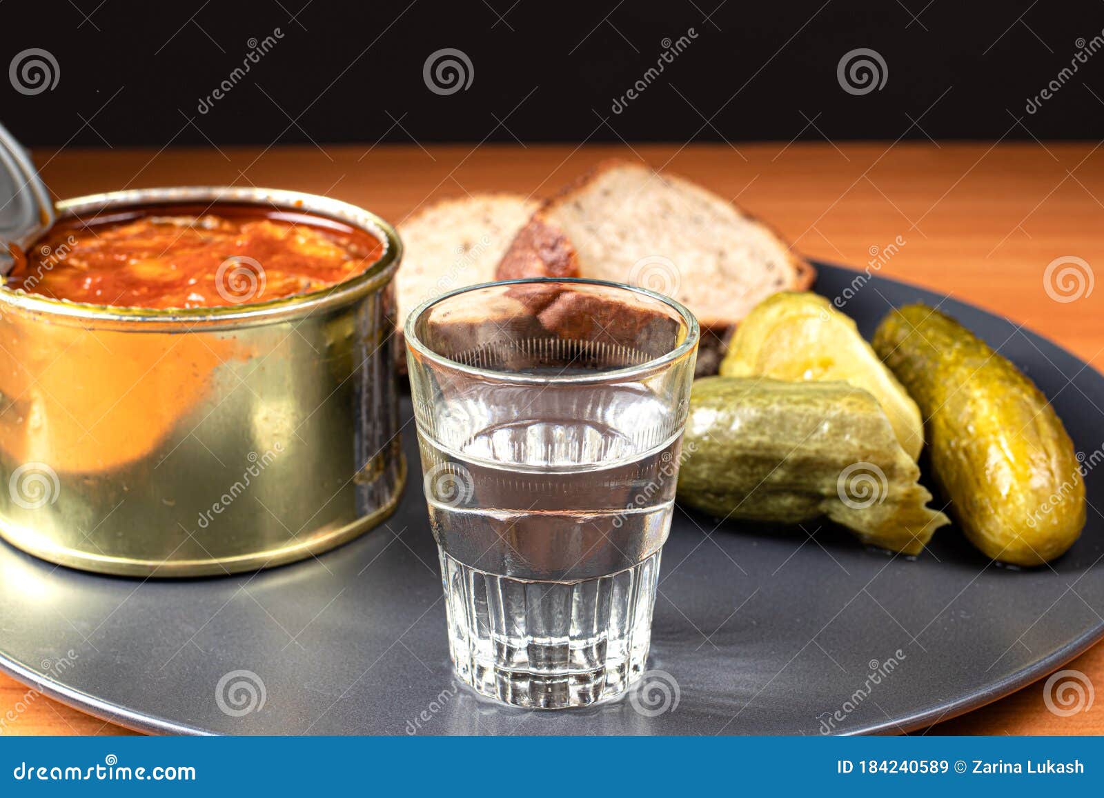 A Glass of Vodka and an Appetizer for Alcoholic Drinks Stock Image ...