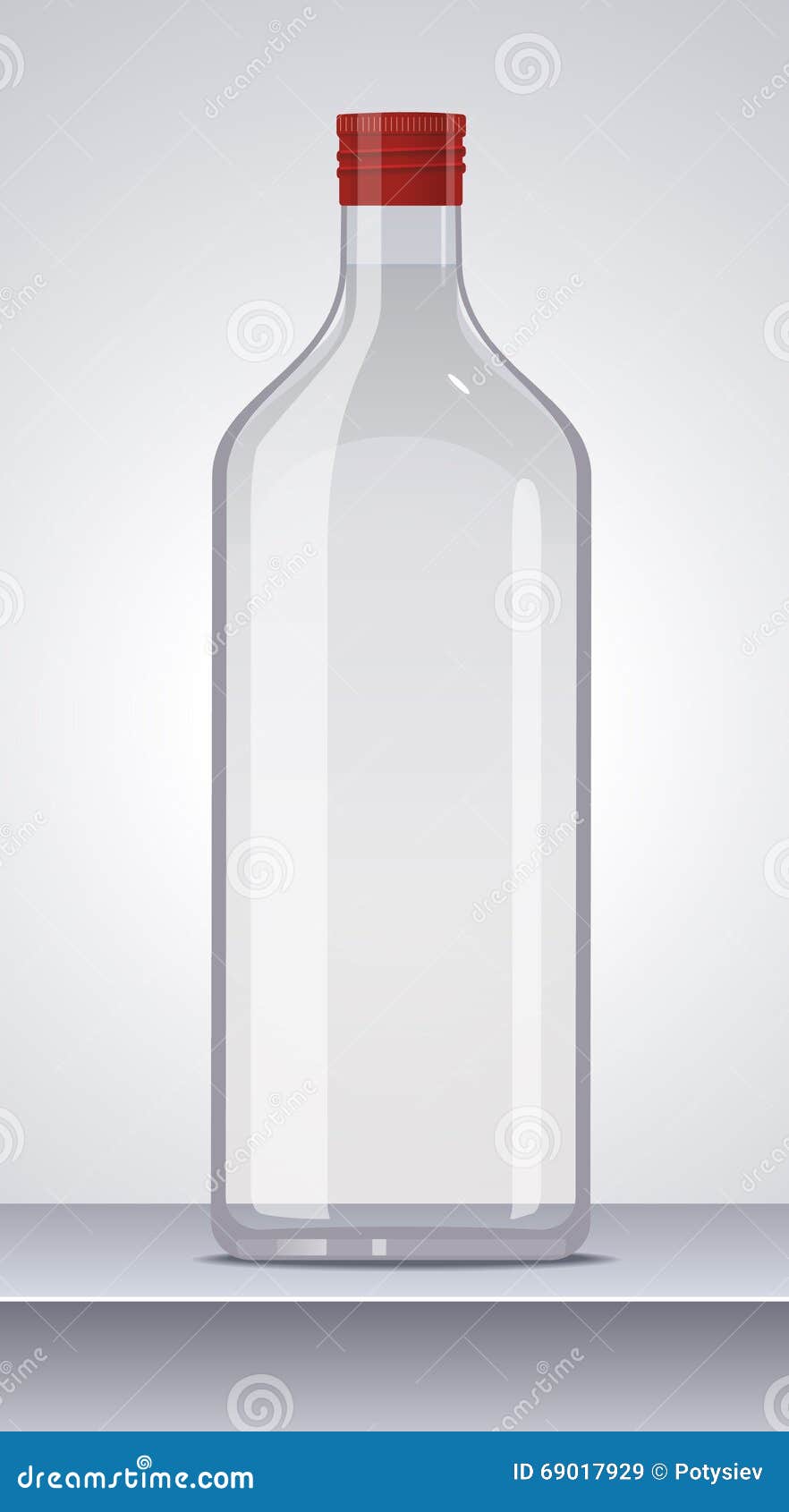 Glass Vodka Bottle with Red Cap. Vector Illustration. Stock Vector ...