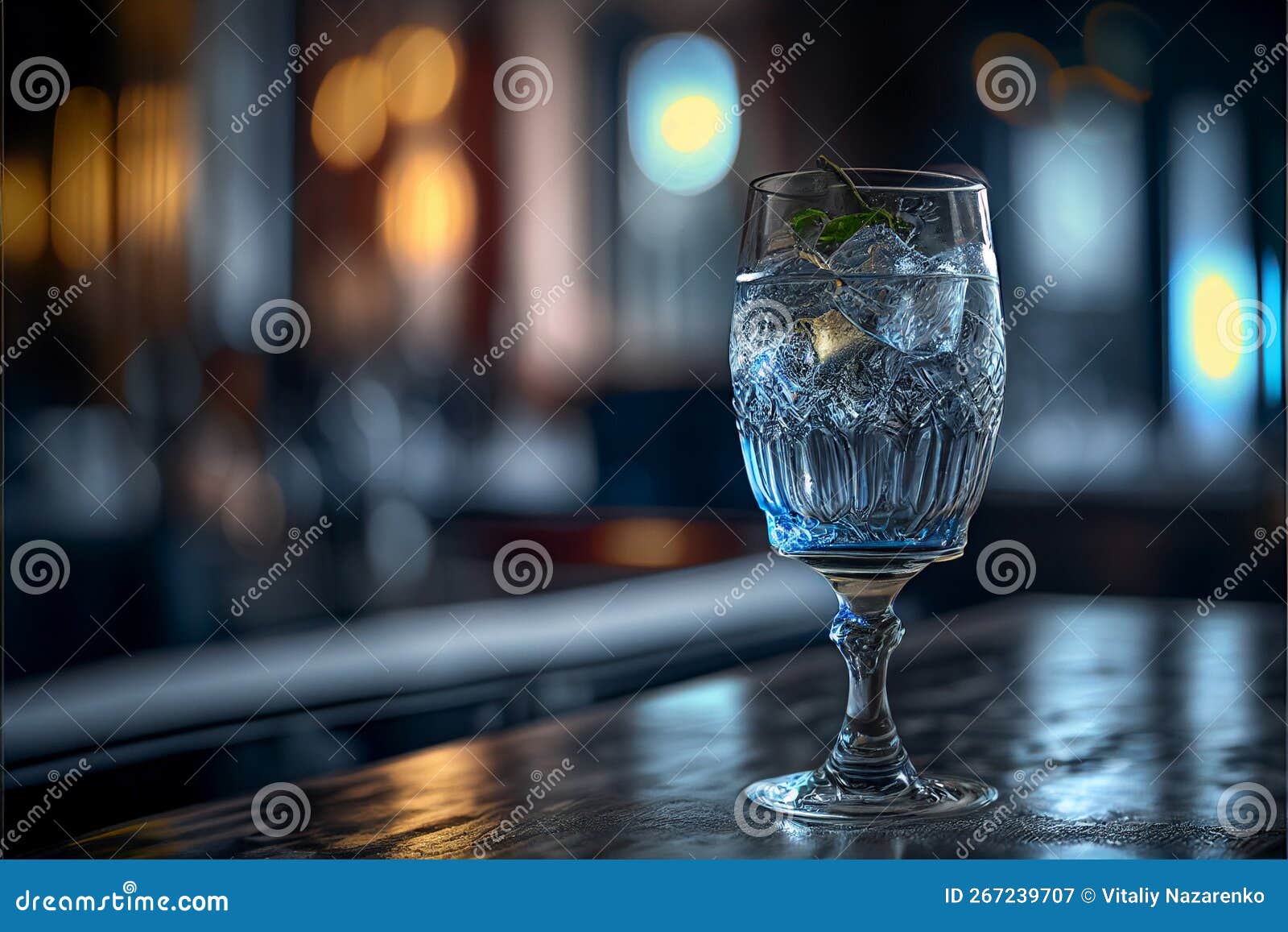 Glass with Vodka and Ice on the Bar. AI Generated. Stock Image - Image ...