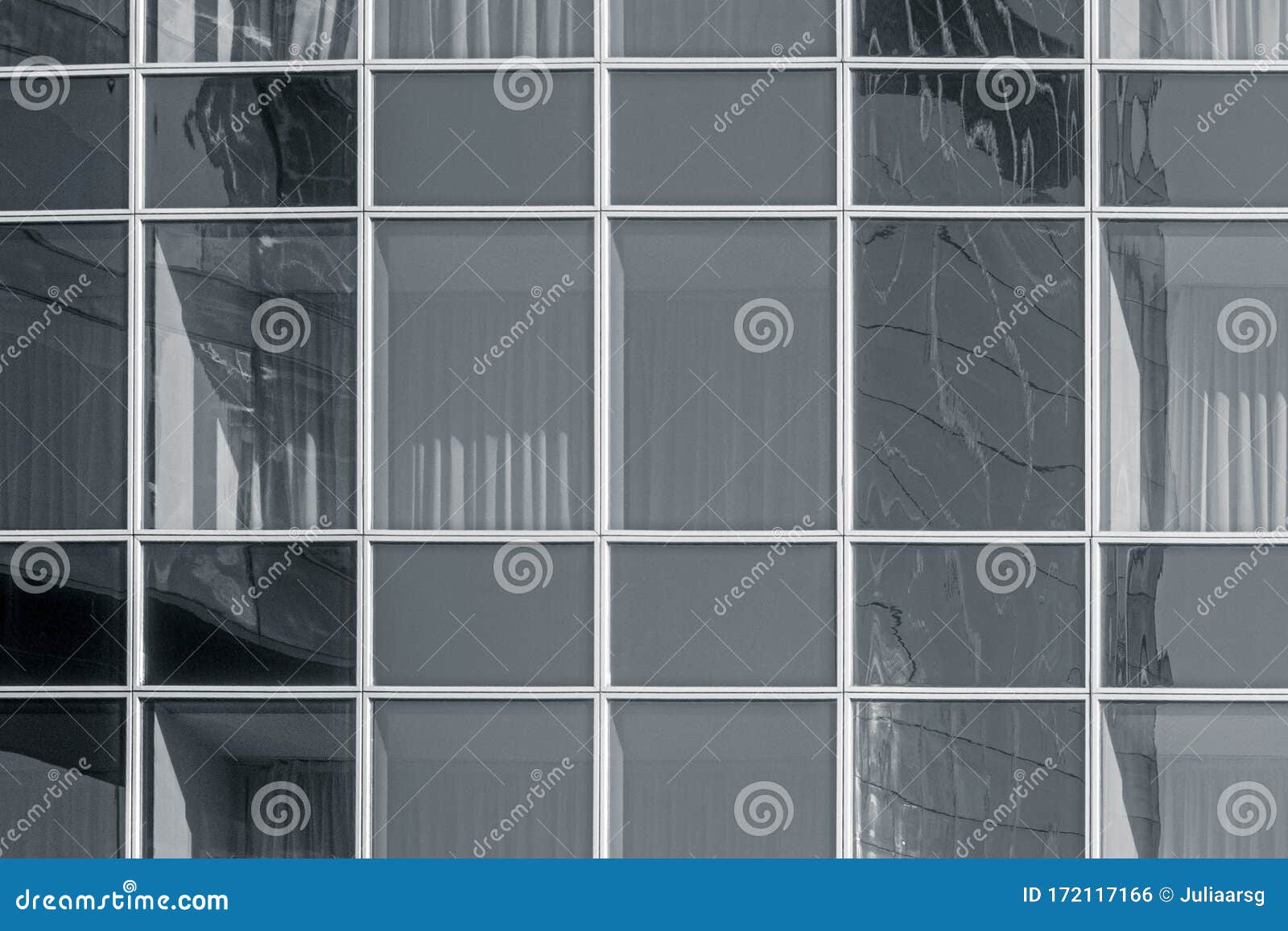 Glass Wall with Another Building Reflection. Windows are Closed with ...