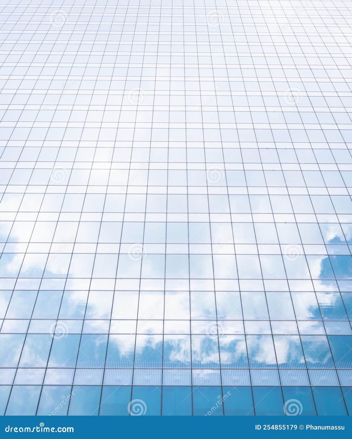 Glass Wall Architecture Building Reflection Cloud and Sky Background ...