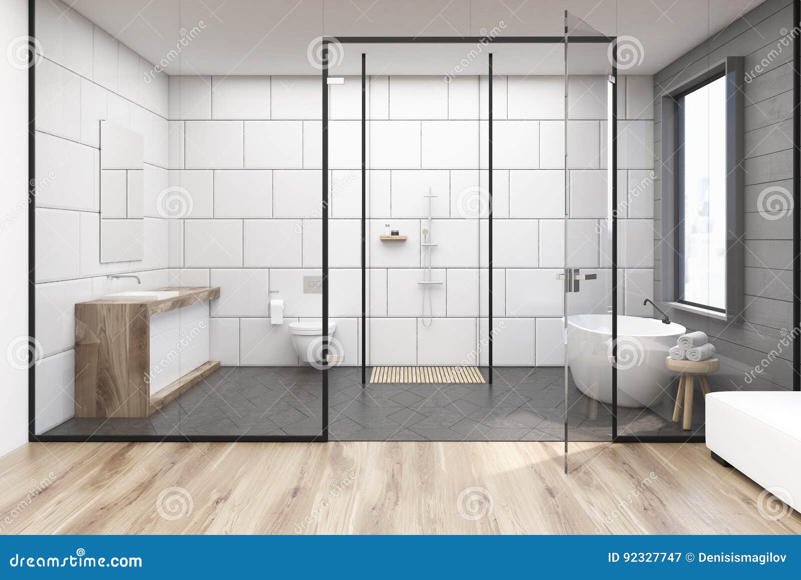 Glass Wall Bathroom Stock Illustration Illustration Of Accessories