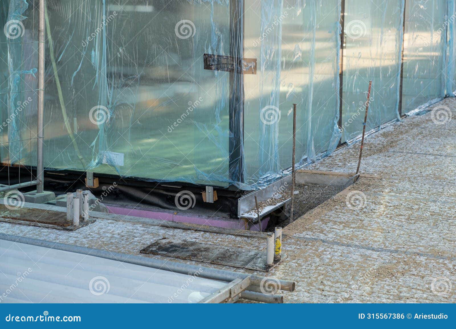 Modern Building Glass Wall at a Construction Site with Insulated ...