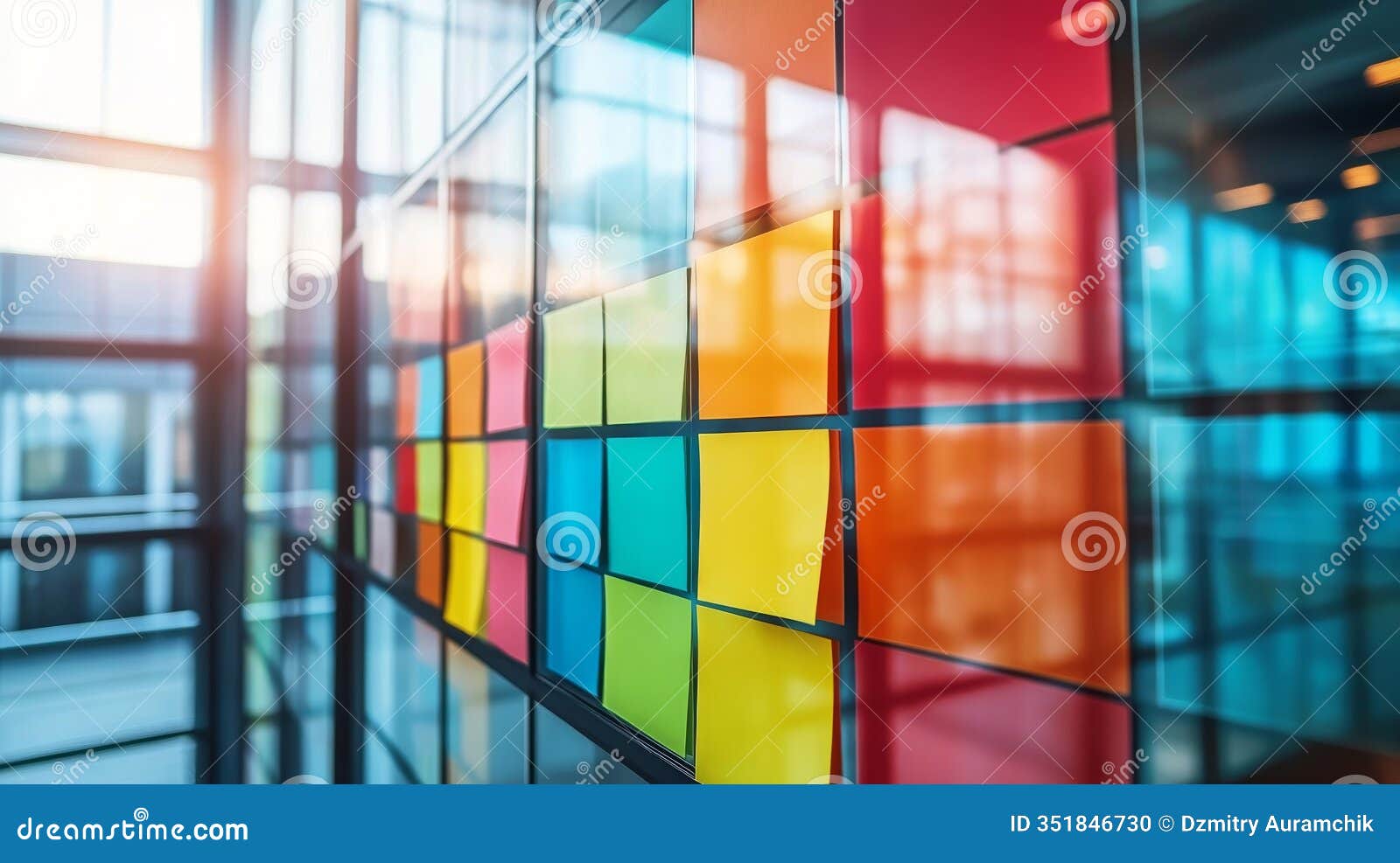 On a Glass Wall, a Jumble of Vibrant Sticky Notes Formed a Chaotic ...