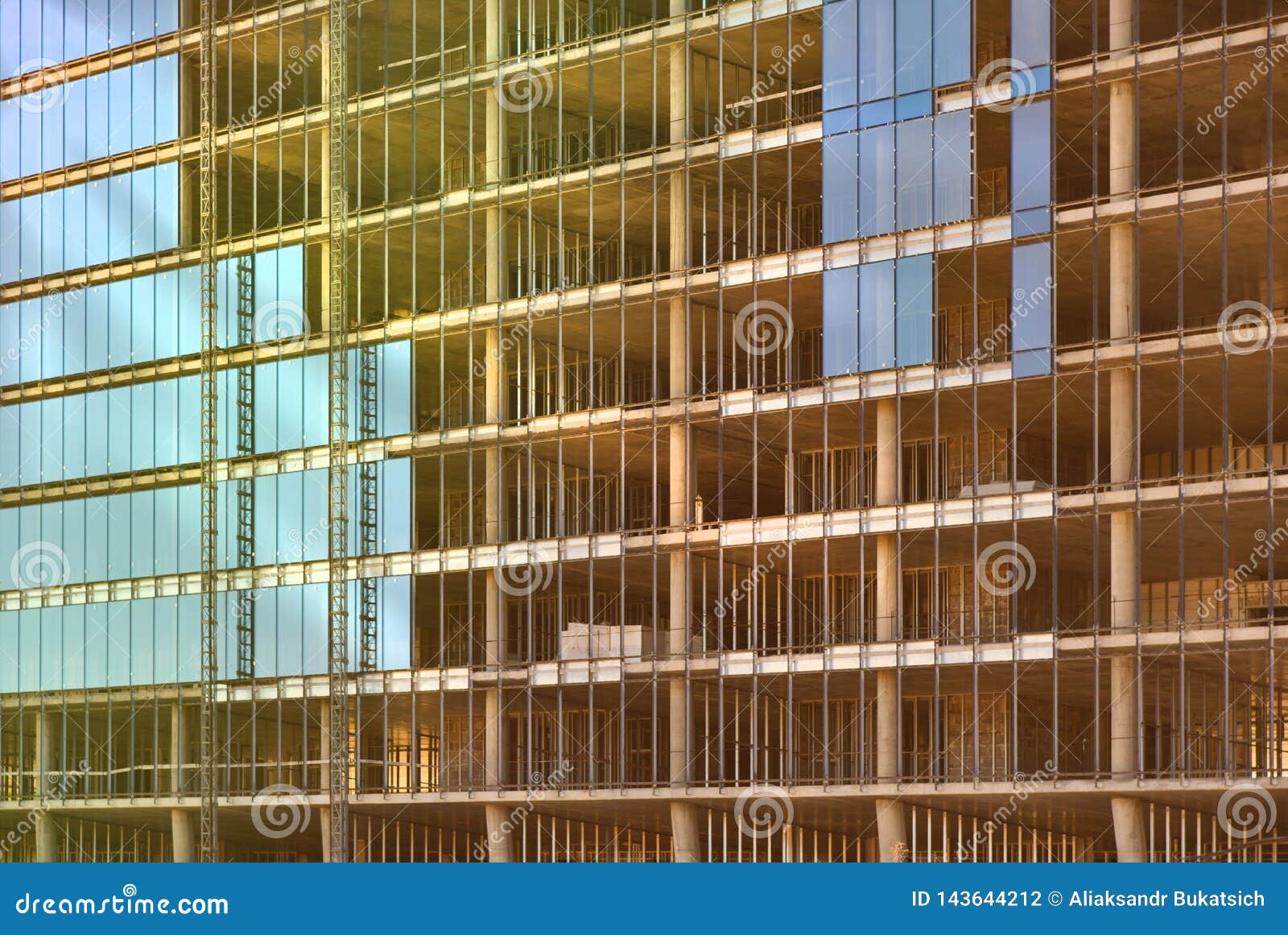 Glass Wall of a Monolithic Building Under Construction Stock Photo ...