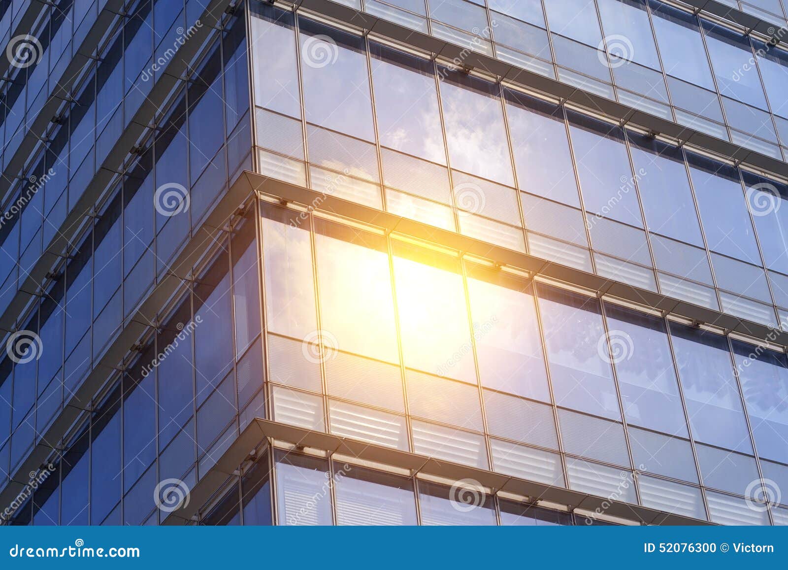 The Glass Wall Reflect the Sun and Cloud Stock Photo - Image of ...