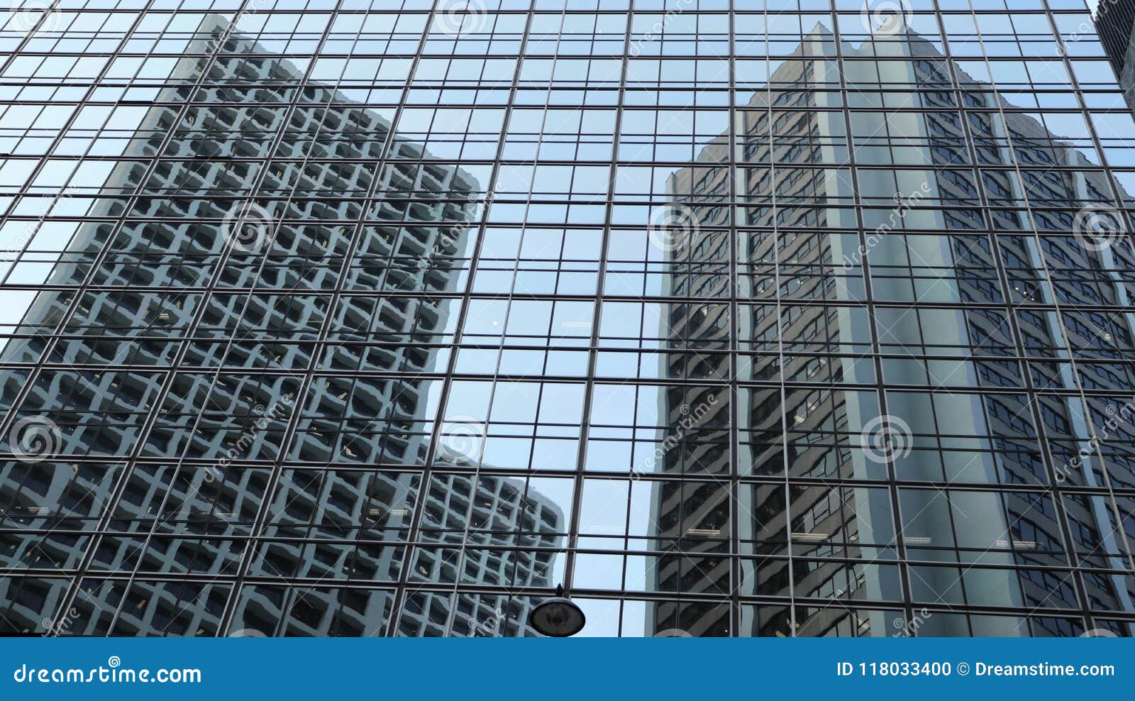 Glass Wall with Reflected Buildings Stock Photo - Image of structure ...