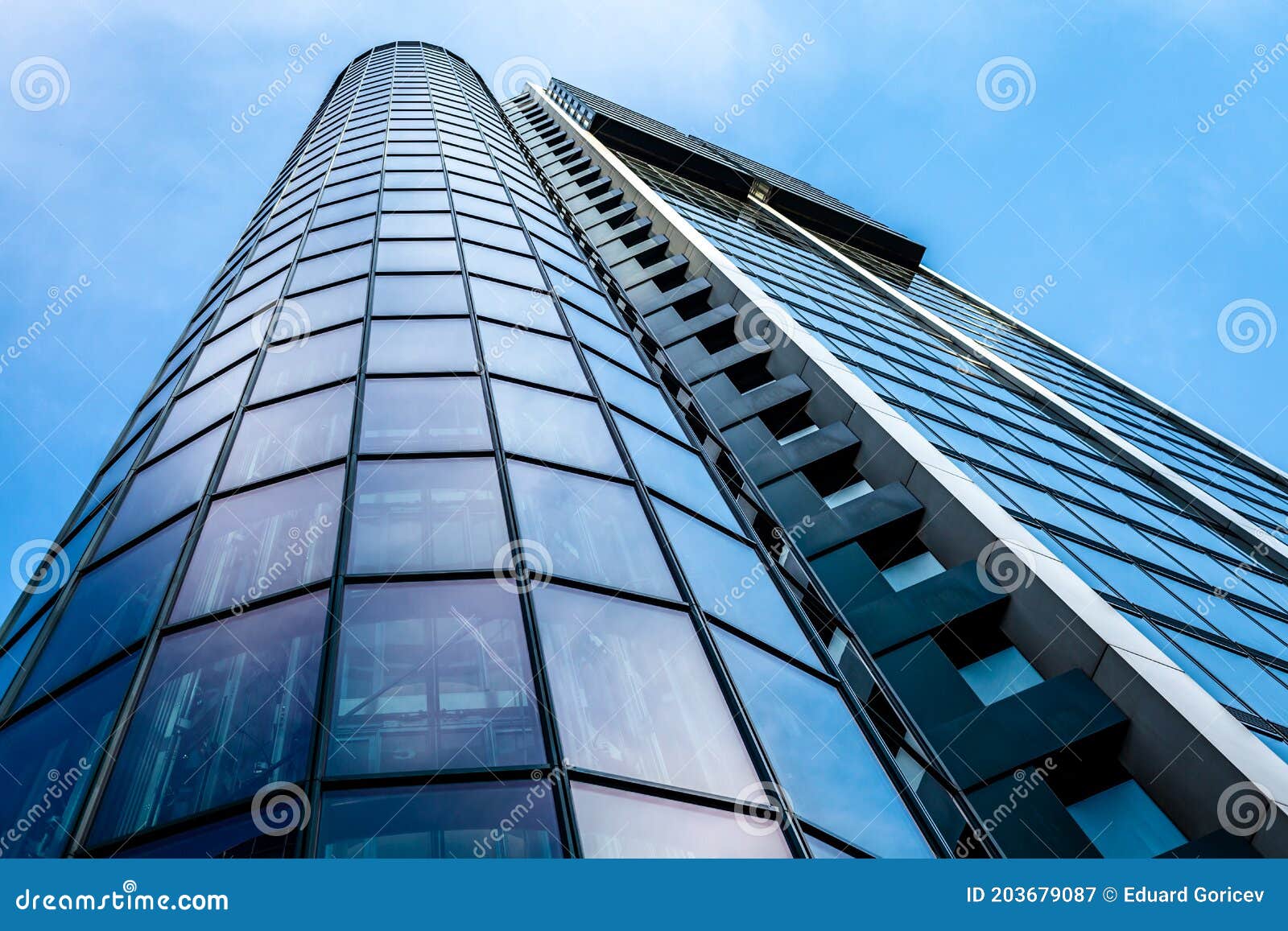 Glass Wall of Skyscraper, Blue Sky Stock Image - Image of construction ...