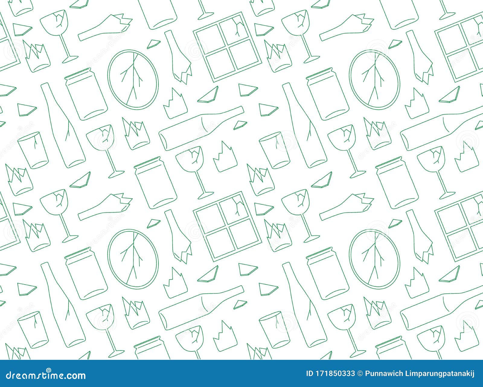 Glass Waste Drawing Outline Seamless Pattern Wallpaper-01 Stock Vector ...