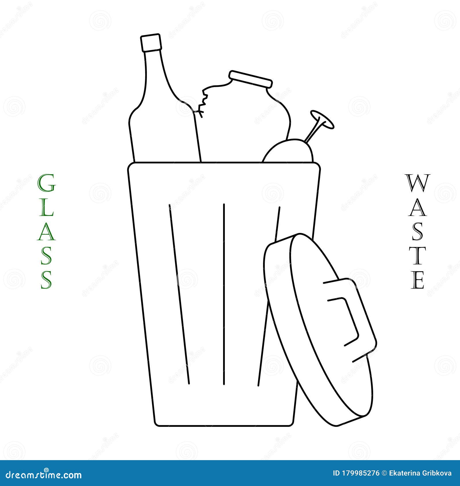 Glass Waste icon stock vector. Illustration of european - 179985276