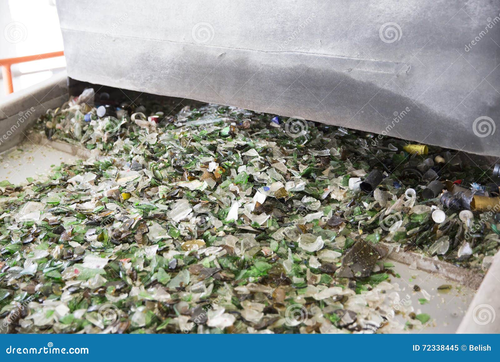 Glass Waste in Recycling Facility. Glass Particles in a Machine Stock ...