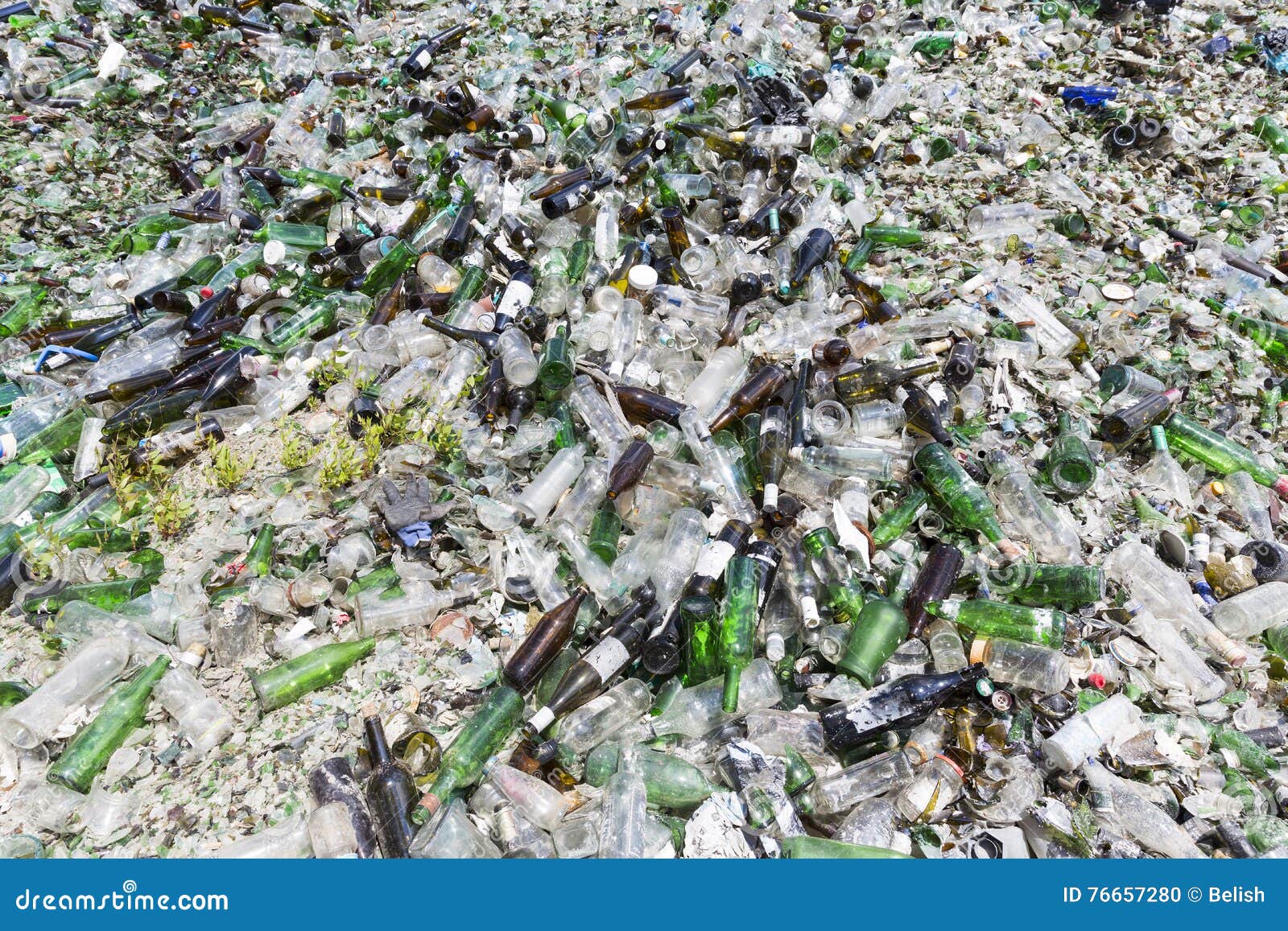 Glass Waste in Recycling Facility. Pile of Bottles. Stock Photo - Image ...