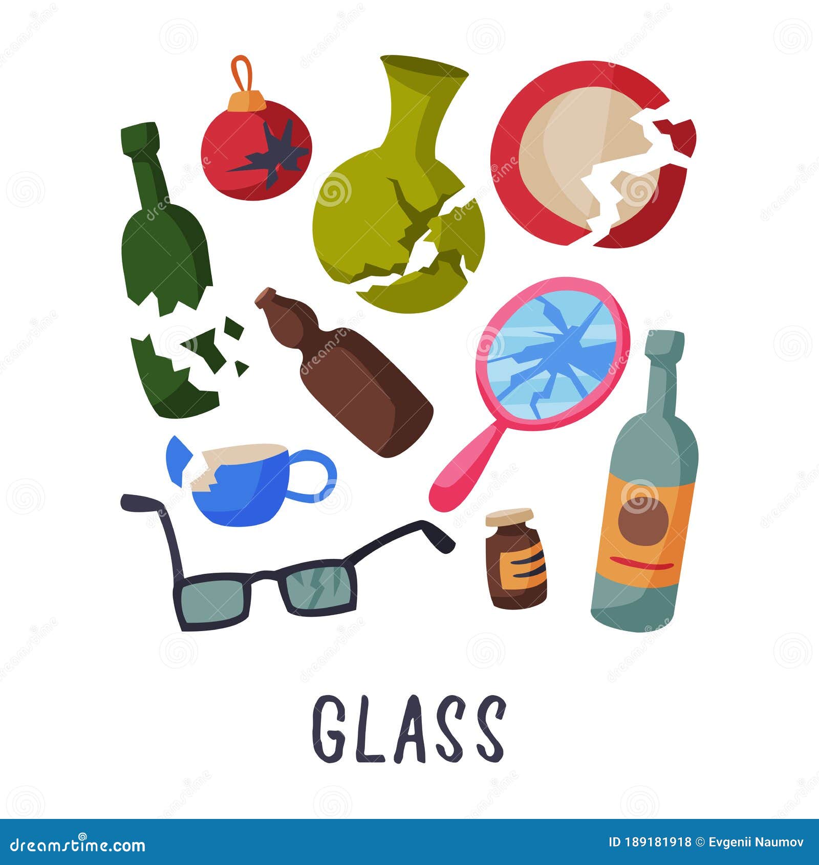 Glass Waste Sorting, Segregation and Separation of Garbage Vector ...