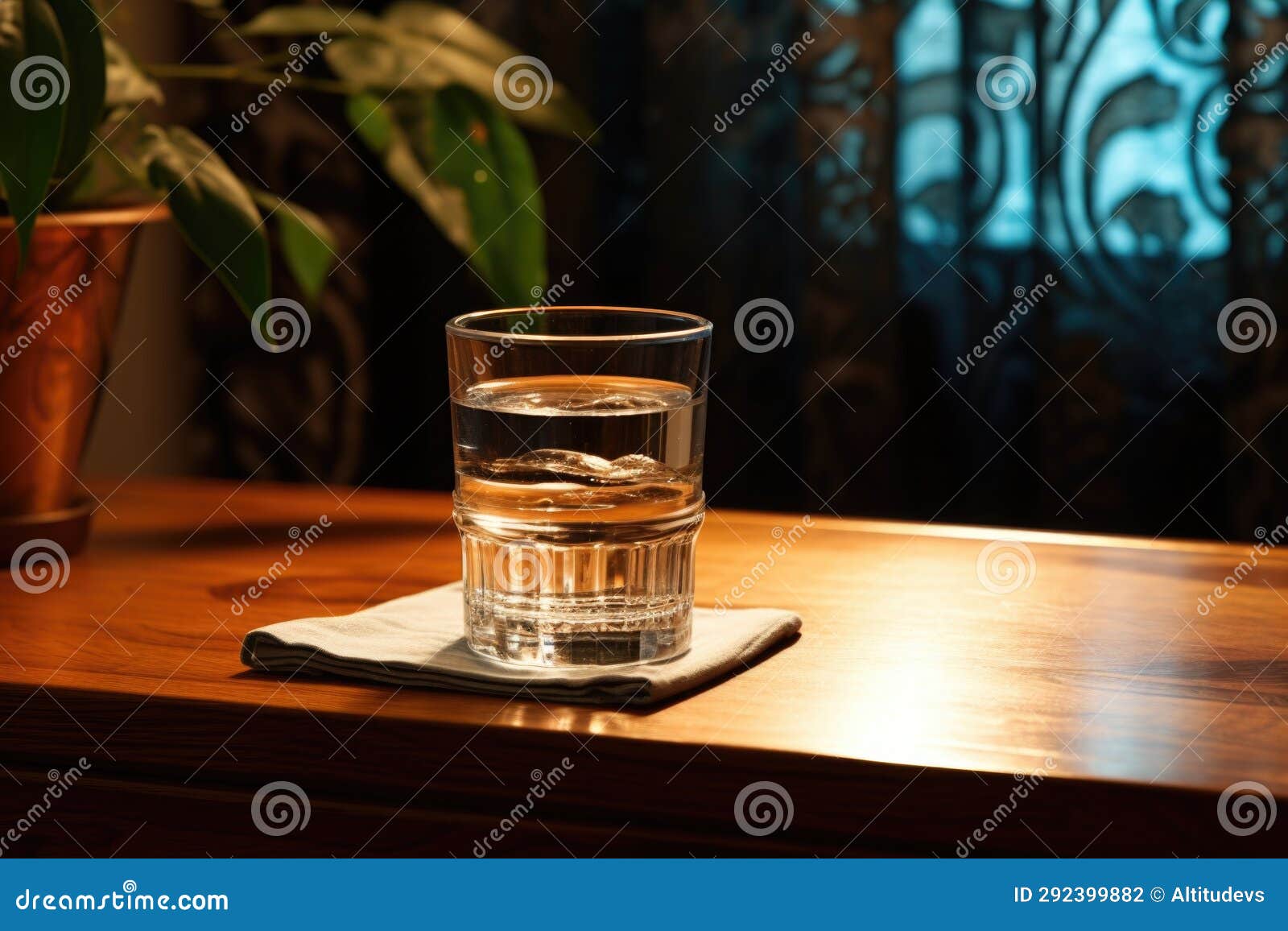 Glass of Water on a Bedside Table with Dim Lighting Stock Photo - Image ...