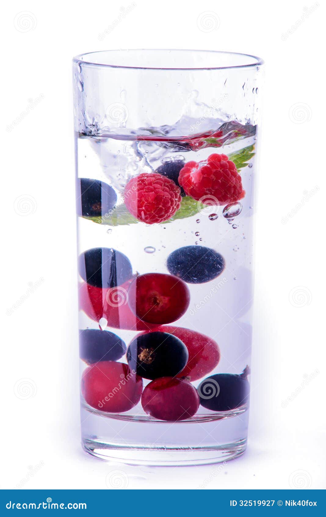Glass of water with berry stock image. Image of drop - 32519927