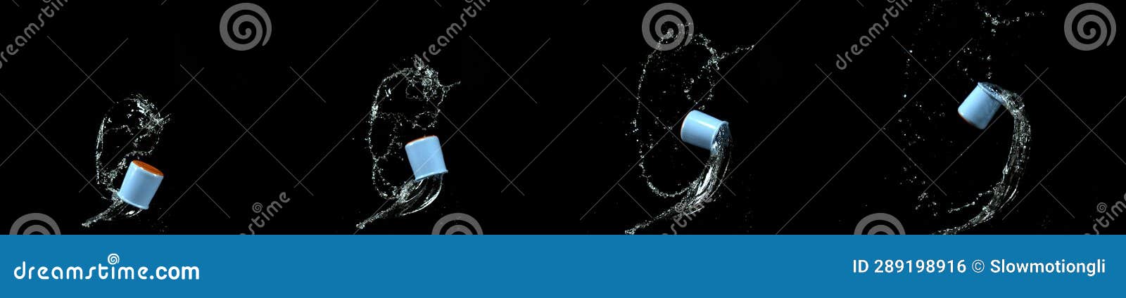 Glass of Water Bouncing and Splashing on Black Background Stock Photo ...