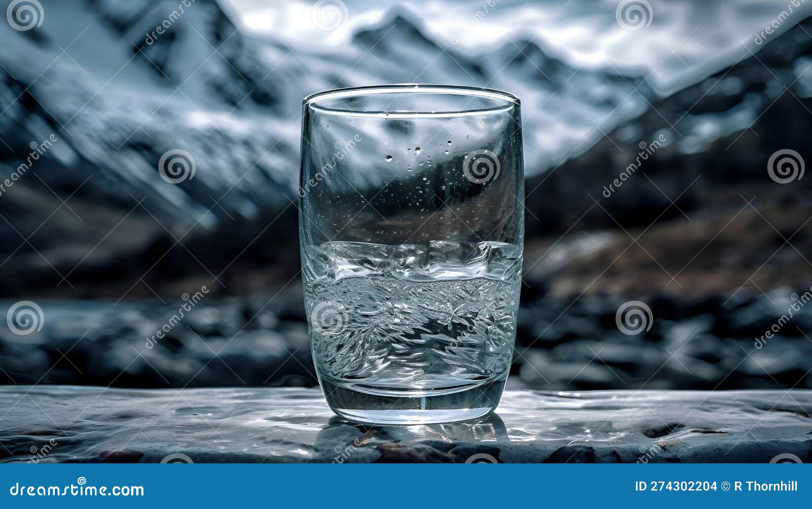Glass Water Cold Mountains Pure Spring H20 Stock Illustration ...
