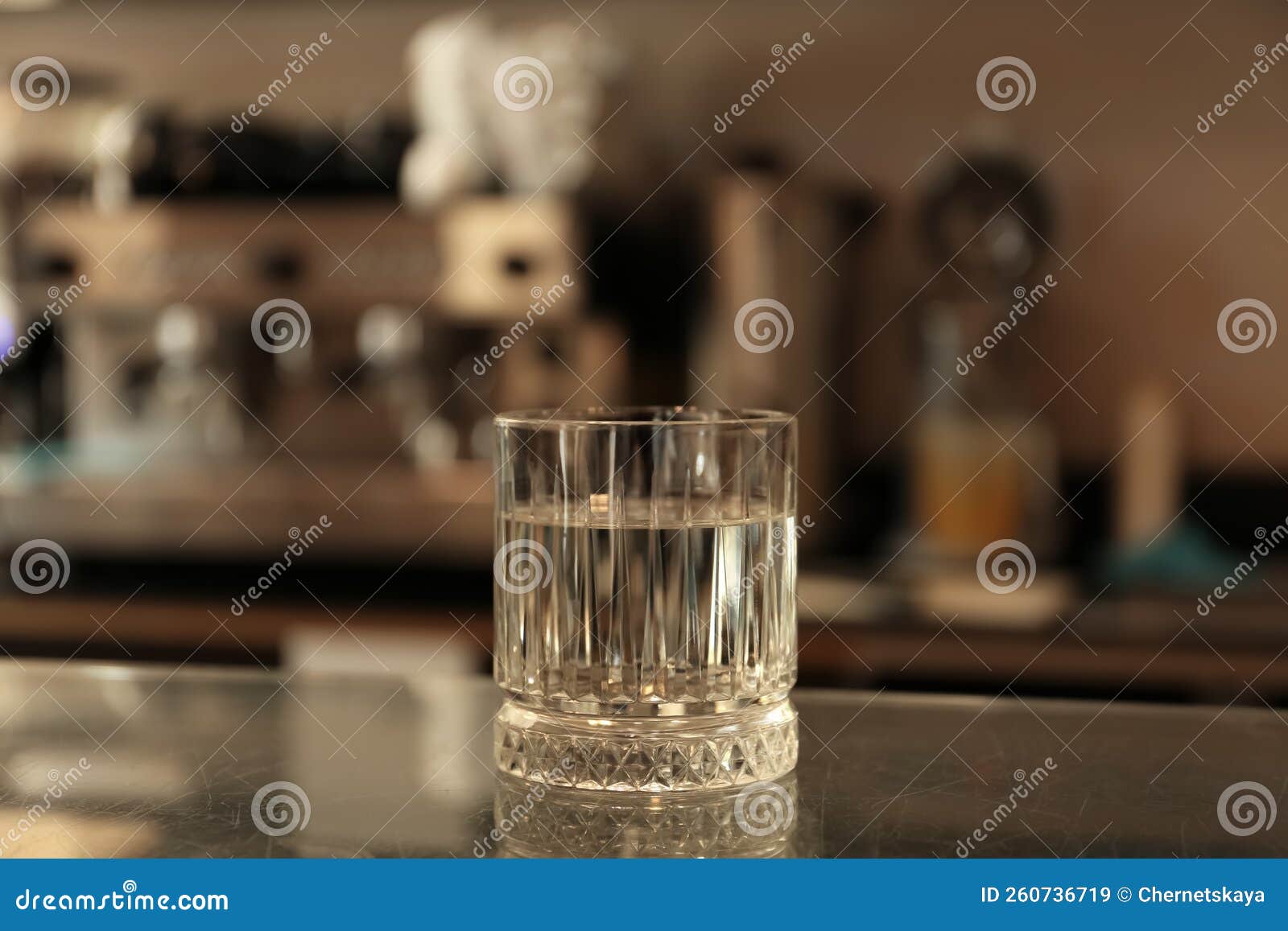 Glass with Water on Countertop in Cafe Stock Image - Image of cafeteria ...