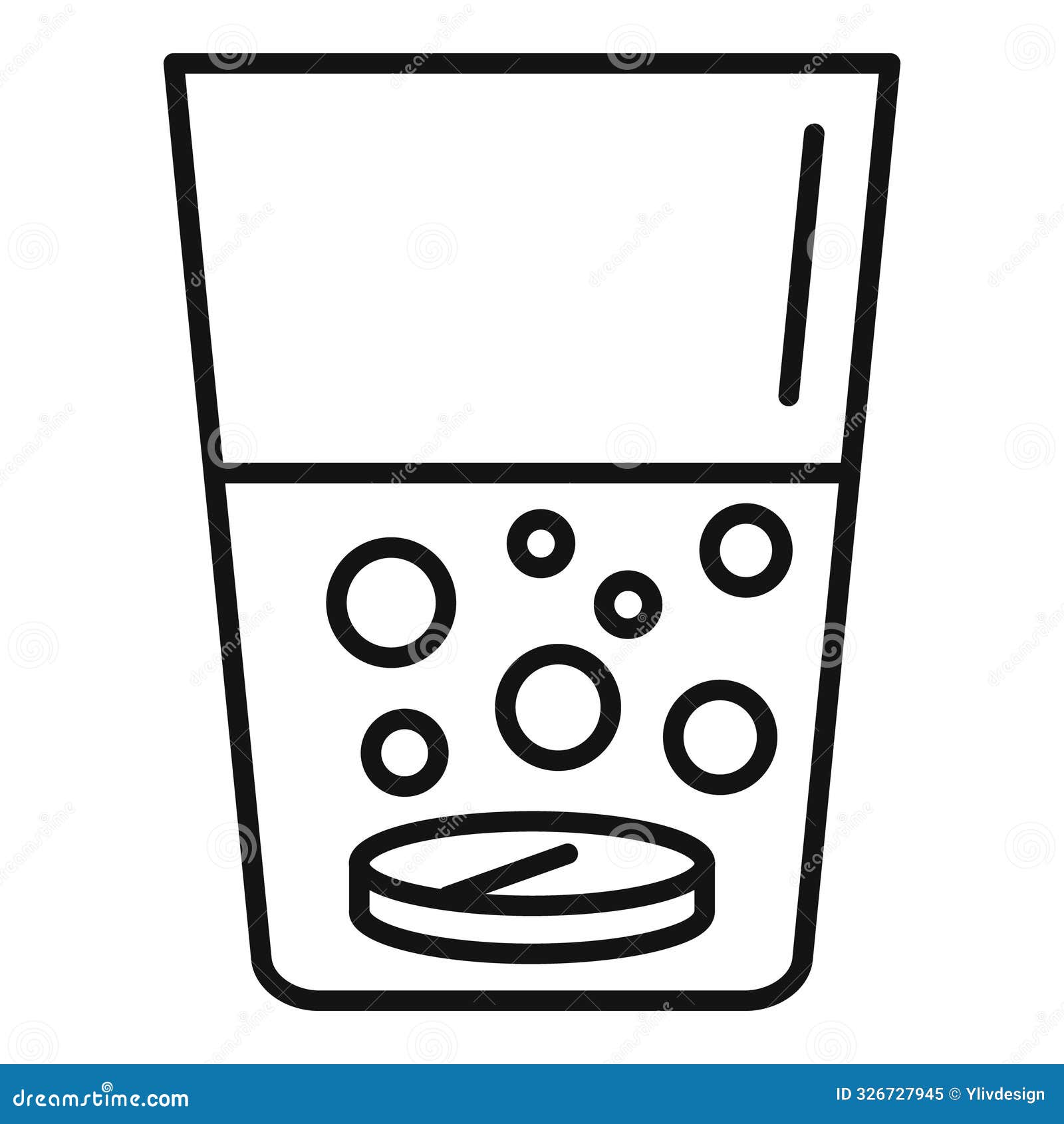 Glass of Water Dissolving Effervescent Tablet with Bubbles Icon Stock ...
