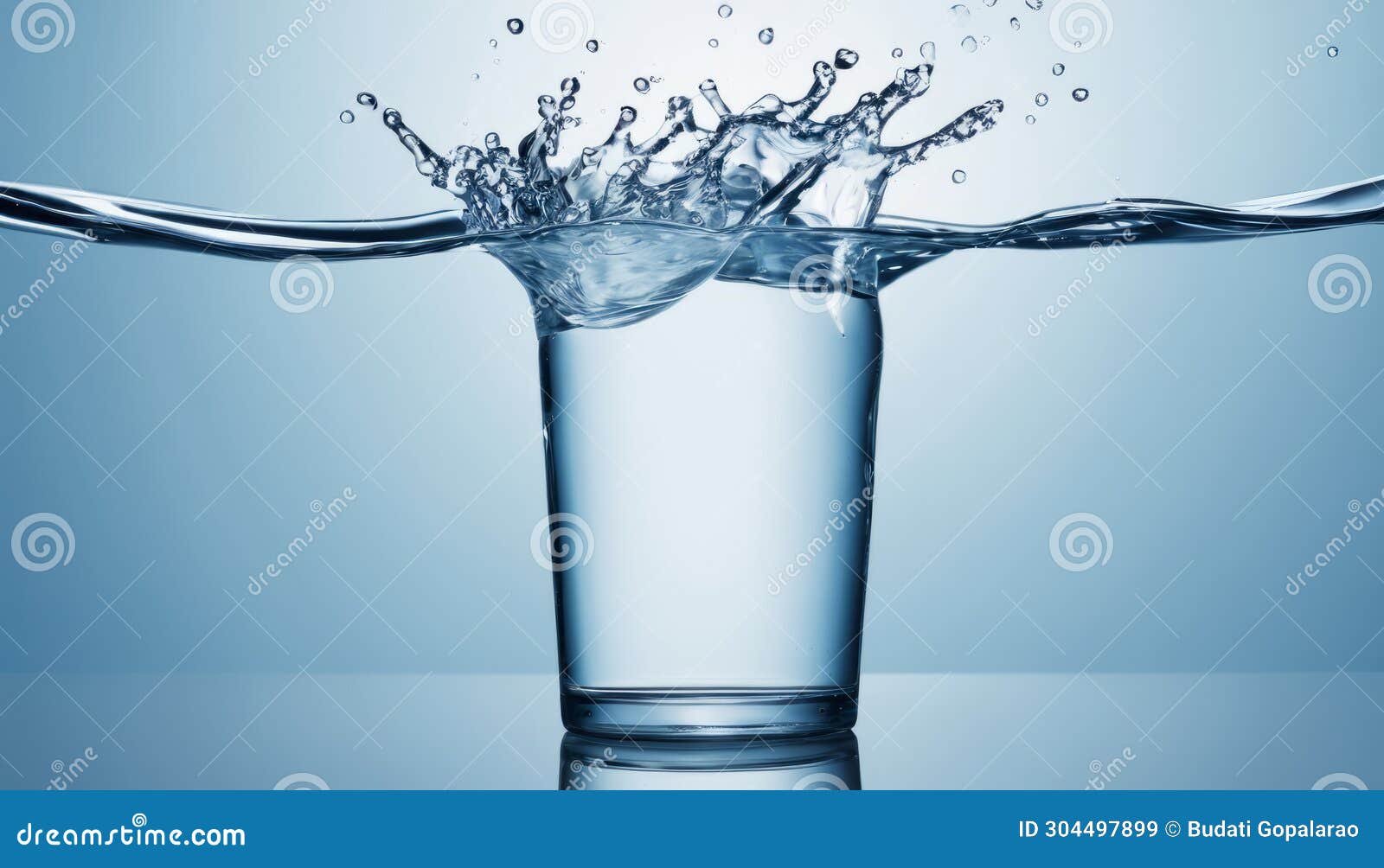 A Glass of Water with a Drop of Water Falling into it Stock ...