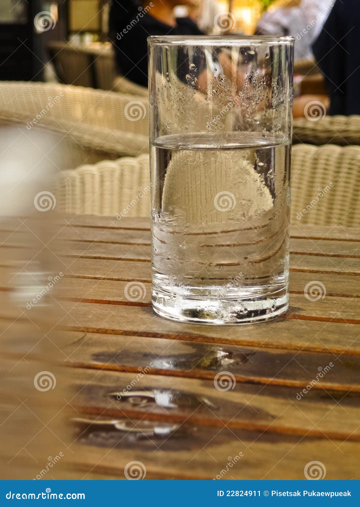 Glass with Water and Drop on Table Stock Image - Image of pure ...