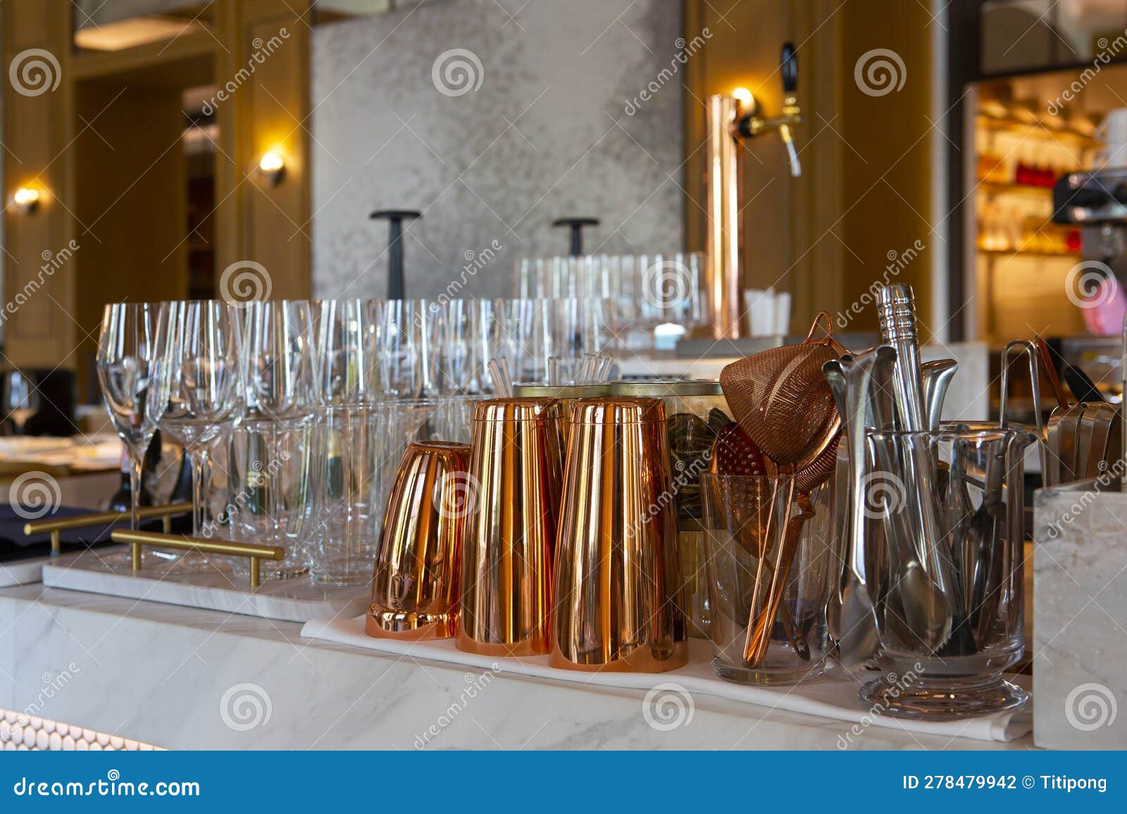 Glass of Water on the Hotel Counter Stock Photo - Image of food, water ...