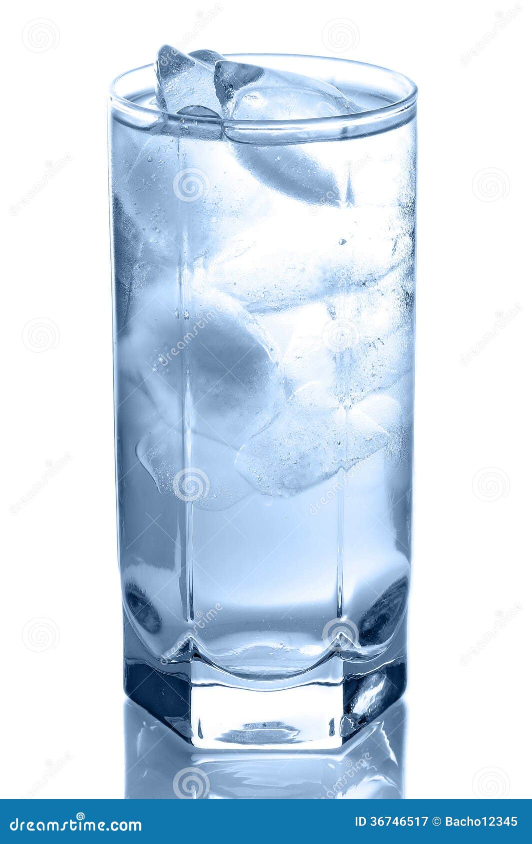 Glass of water with ice stock image. Image of clear, blue - 36746517