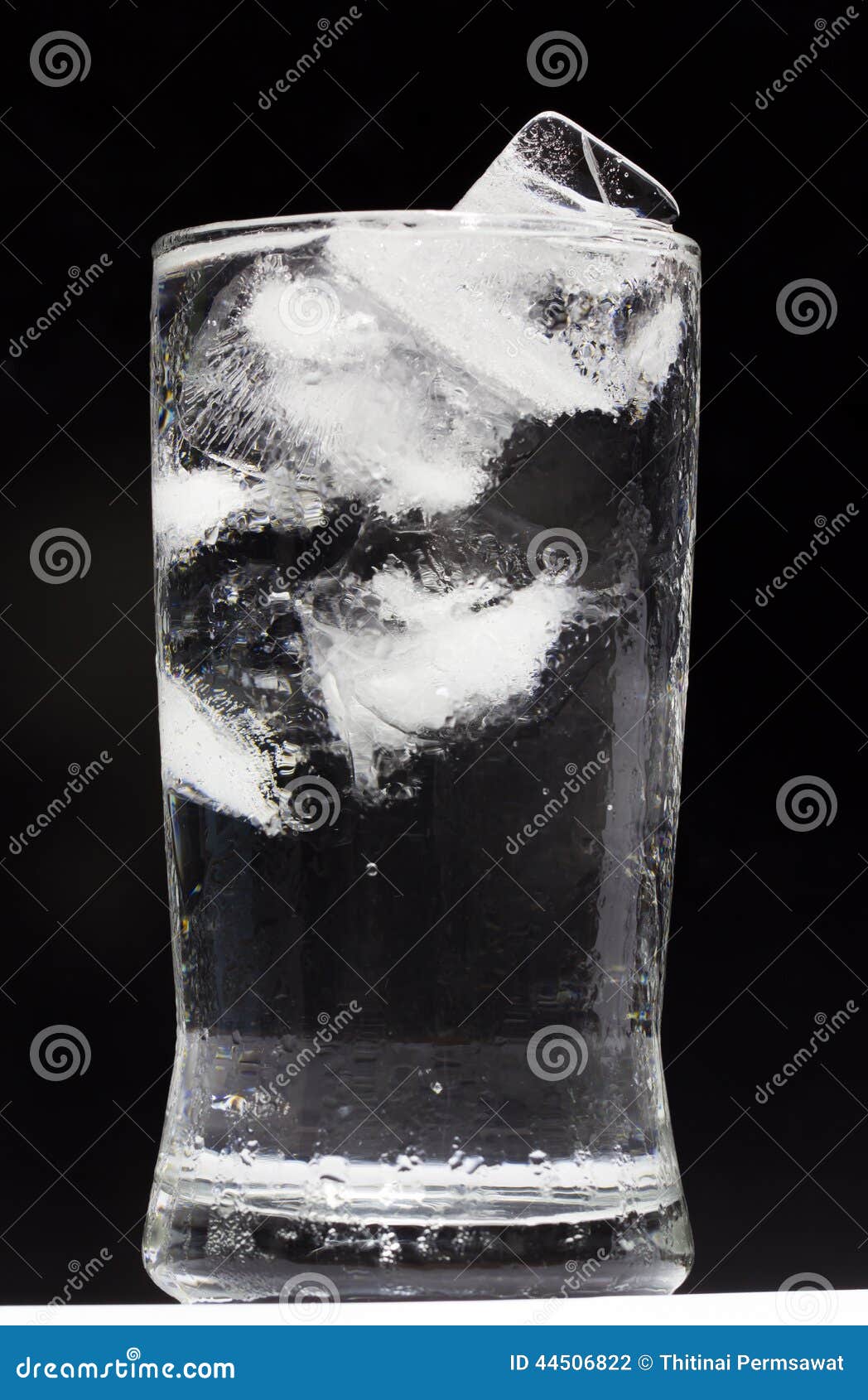 Glass with water and ice stock photo. Image of clear - 44506822